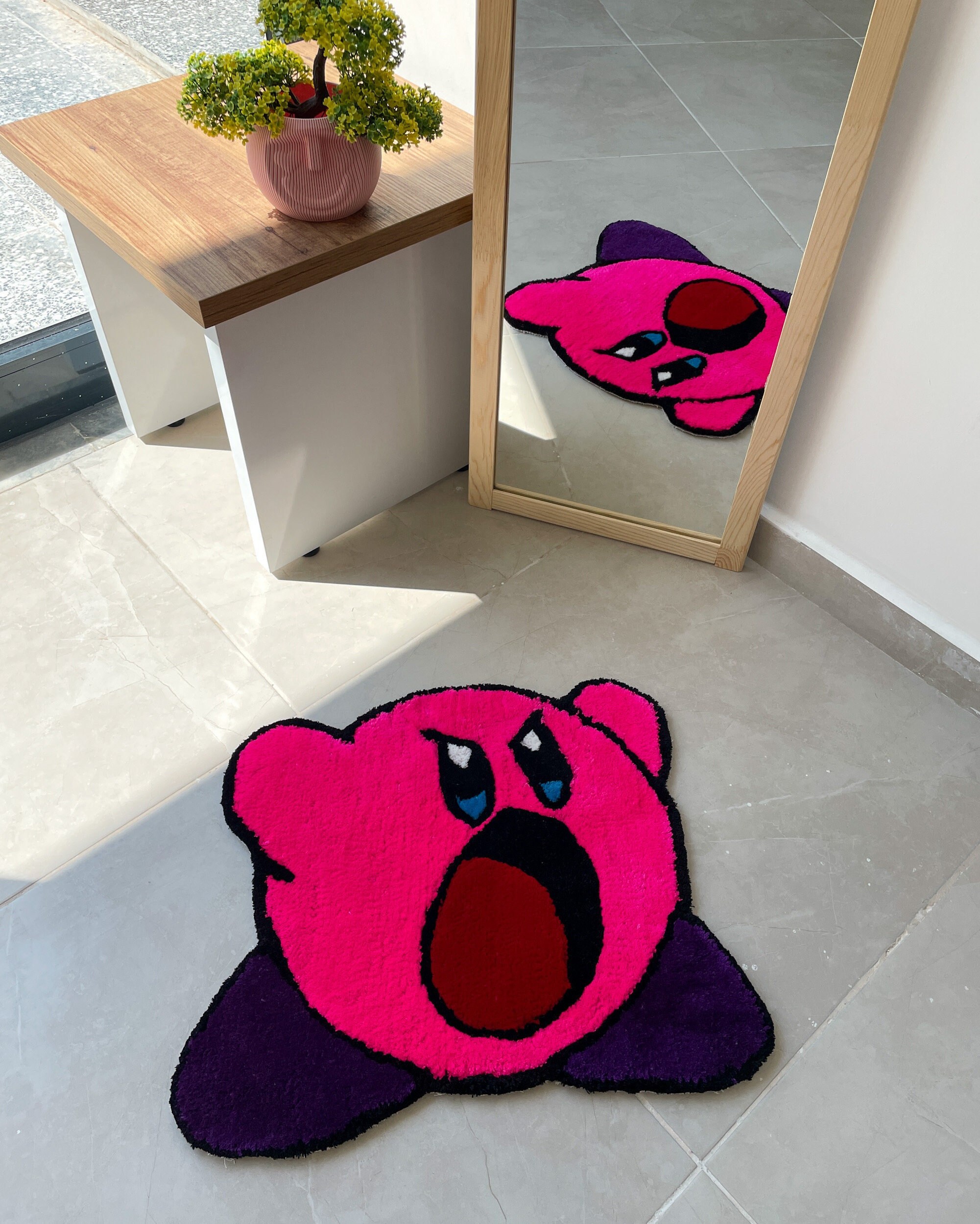 Kirby Tufted Rug, Retro Game Rug, Hand Tufted Cute Rug, Home Decor Cute ...