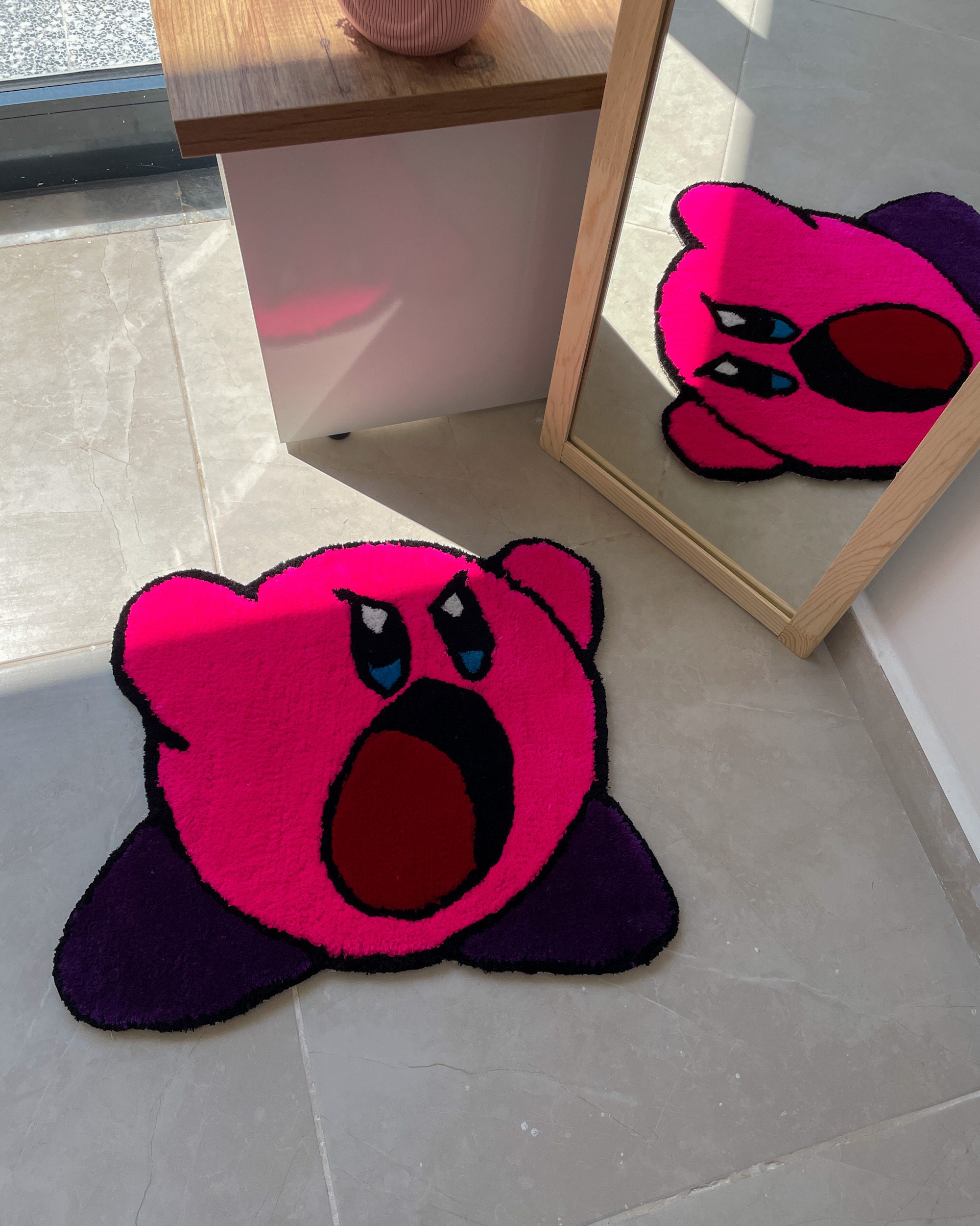 Kirby Tufted Rug, Retro Game Rug, Hand Tufted Cute Rug, Home Decor Cute ...