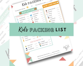 Printable Kids Summer Packing List, Kids Travel Packing List, Kids ...