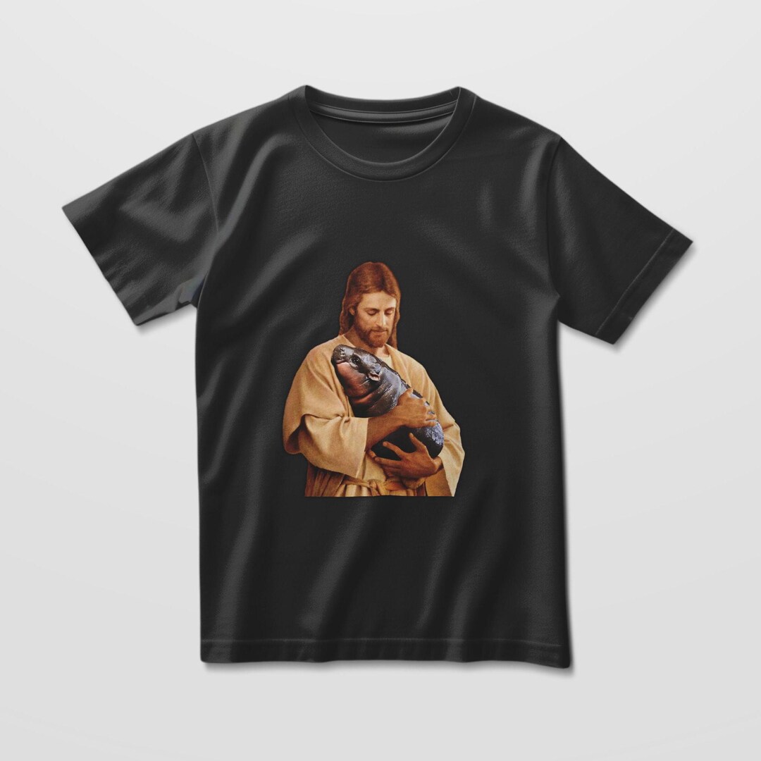Jesus Moo Deng Shirt, Jesus Loves Moo Deng Bouncy Pig Cute Baby Hippo ...