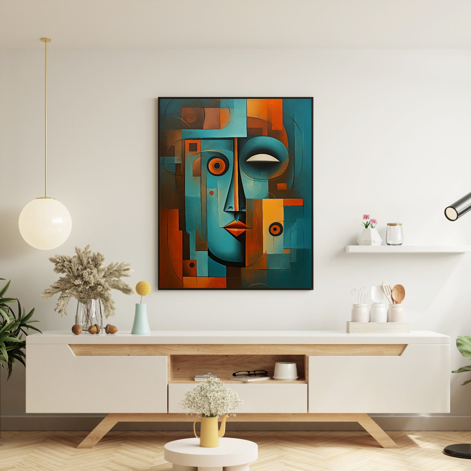 Abstract Human Face Artwork, Neo Cubist Indian Style, Optical Illusion ...