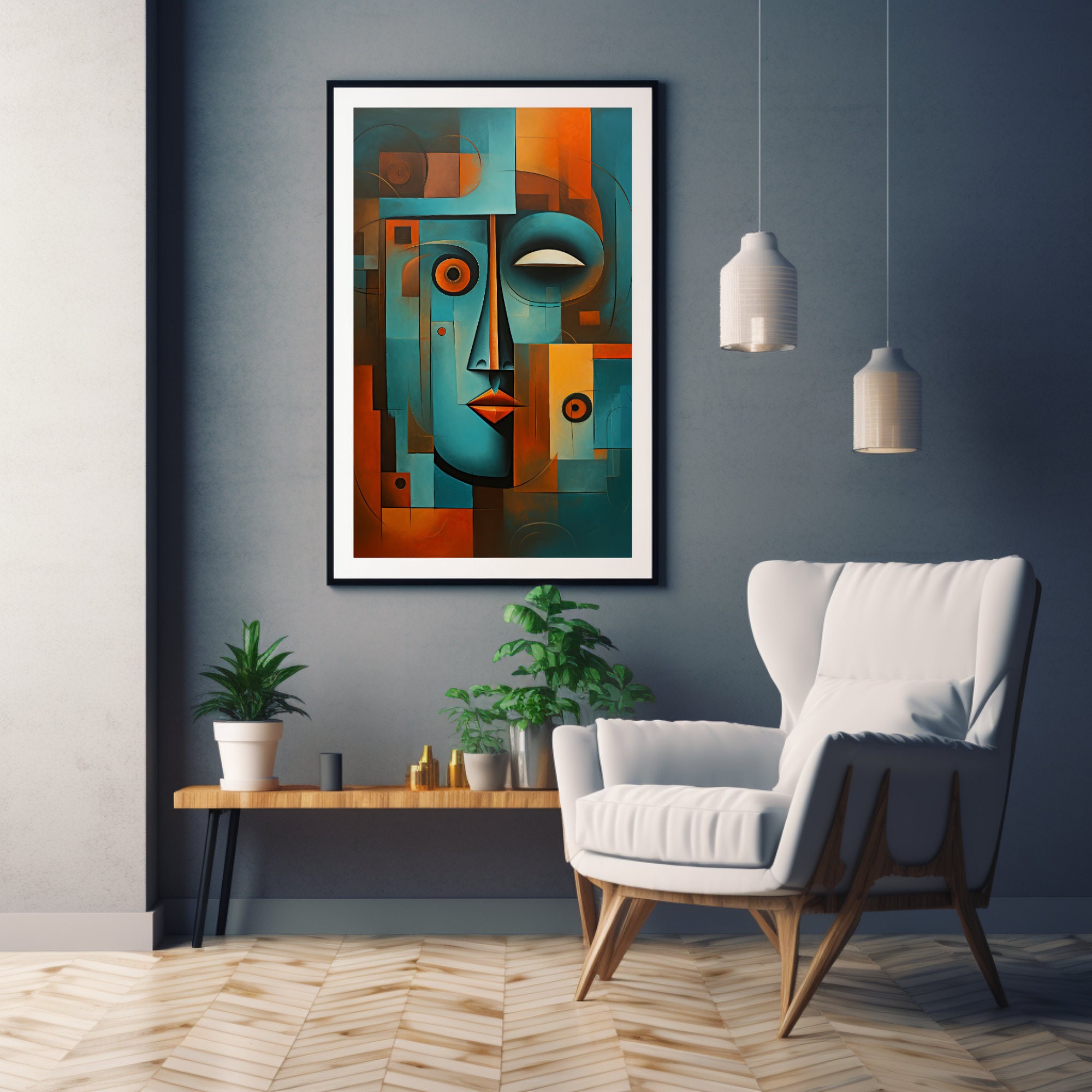 Abstract Human Face Artwork, Neo Cubist Indian Style, Optical Illusion ...