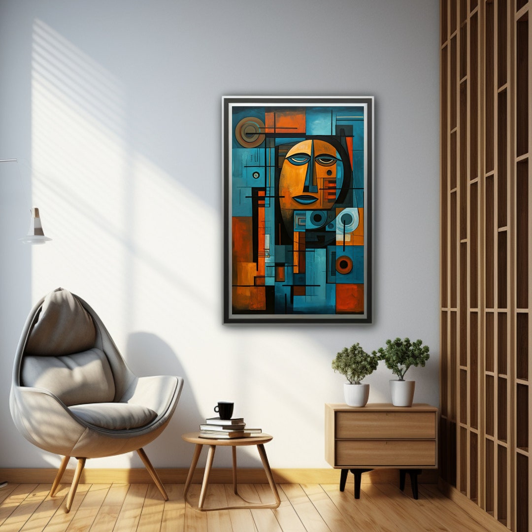 Abstract Neo-cubism Painting, Aztec Maori Inspired Art, Modern Home ...