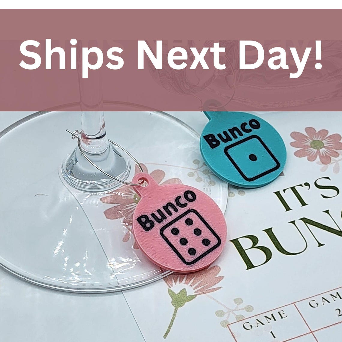 Bunco Drink Tags, Dice Glass Markers, Fun Wine Charms, Set of 6, Game ...