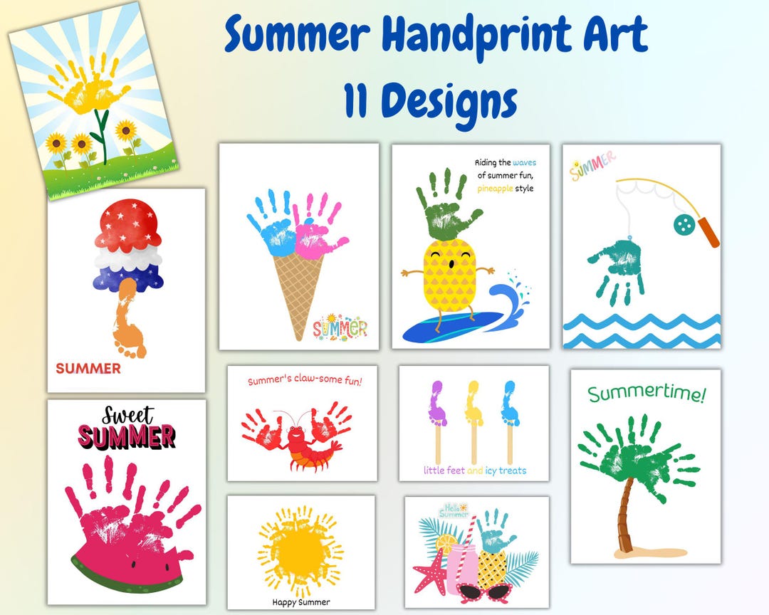 Summer Handprint Art | Footprint Art Craft | Kids Handprint Bundle ...