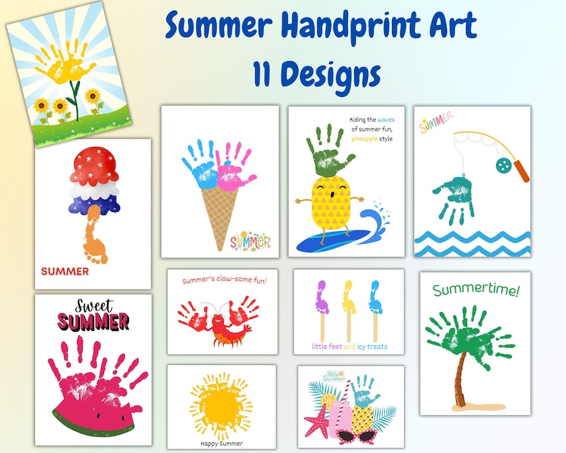 Summer Handprint Art | Footprint Art Craft | Kids Handprint Bundle ...
