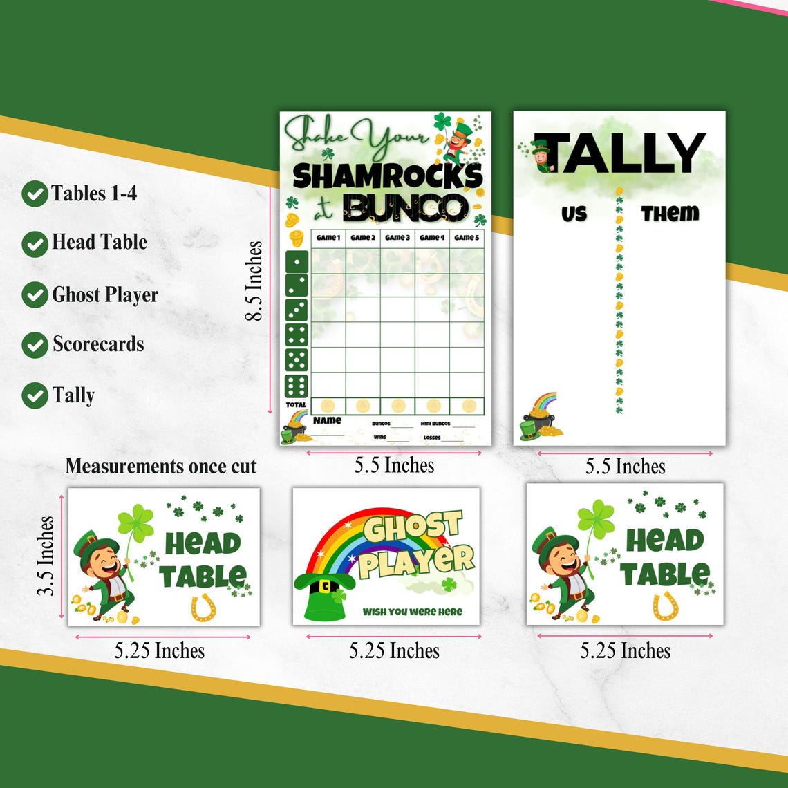 St. Patrick's Day Bunco Score Cards | INSTANT DOWNLOAD | March Day ...