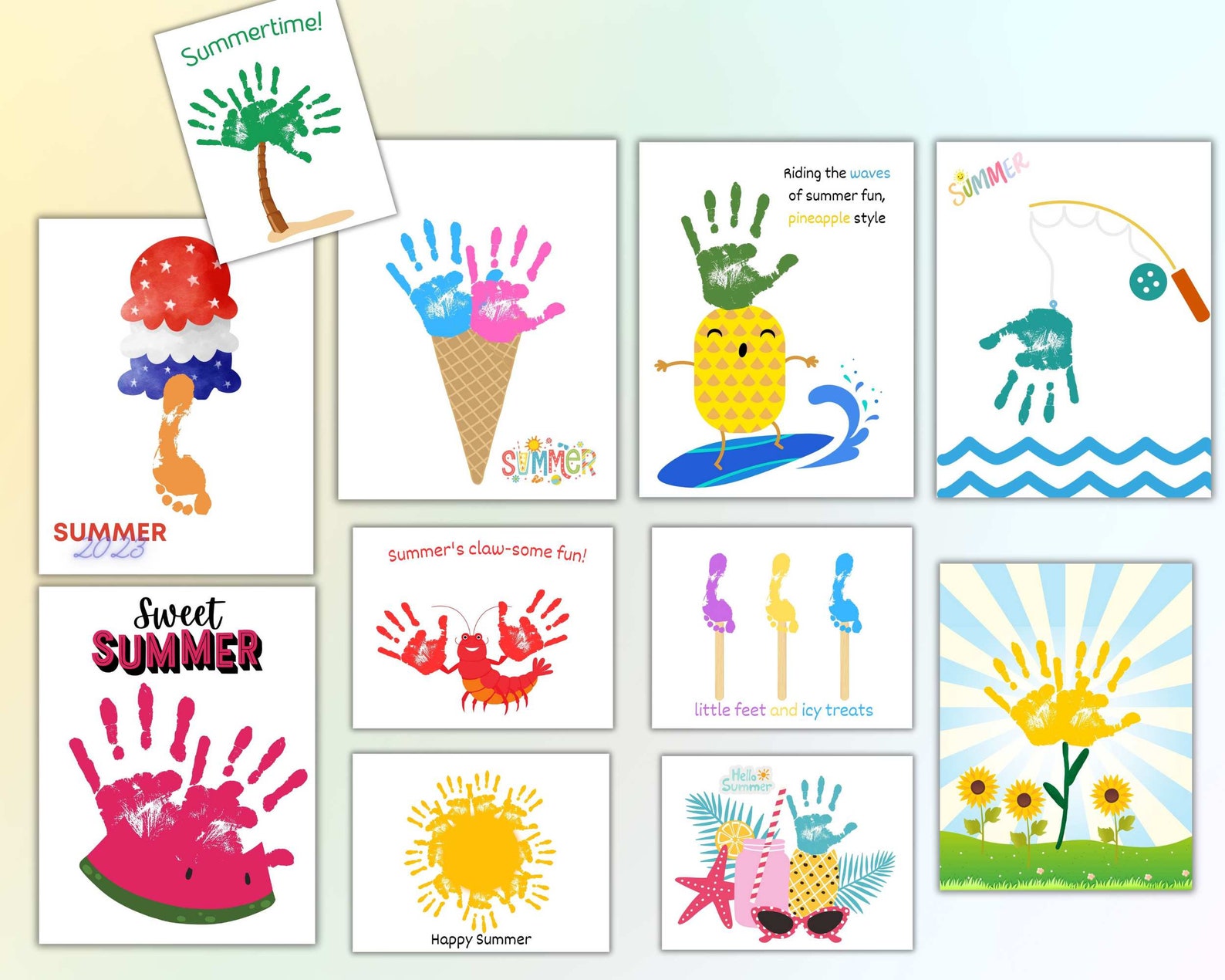 Summer Handprint Art | Footprint Art Craft | Kids Handprint Bundle ...