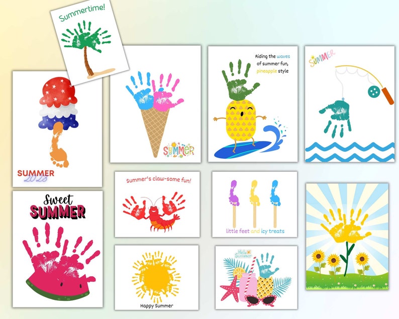 Summer Handprint Art | Footprint Art Craft | Kids Handprint Bundle ...