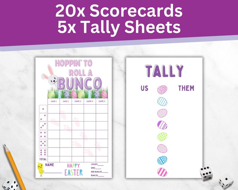 Easter Bunco Bundle | Bunco Score Card | Girls Night Activity | Bunny ...