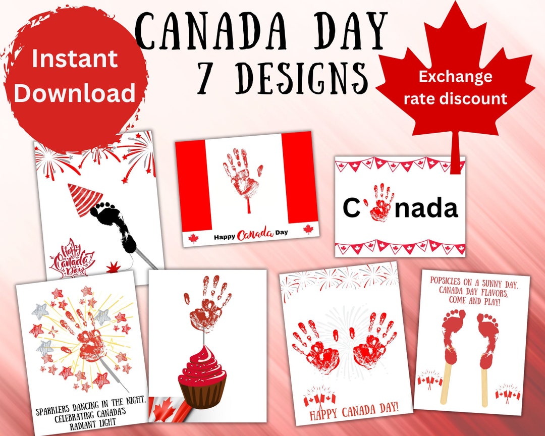 Canada Day Handprint Art Footprint Art Craft | 7 Design Bundle | Maple ...