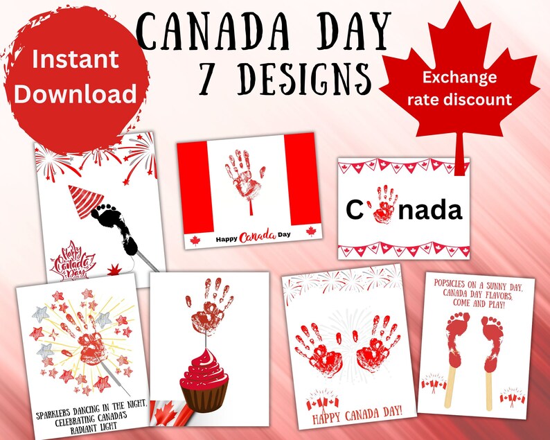 Canada Day Handprint Art Footprint Art Craft. 7 Design Bundle. - Etsy