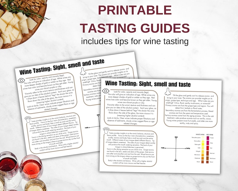 Wine Tasting Printable Guide | INSTANT DOWNLOAD | Wine Tasting Guide ...