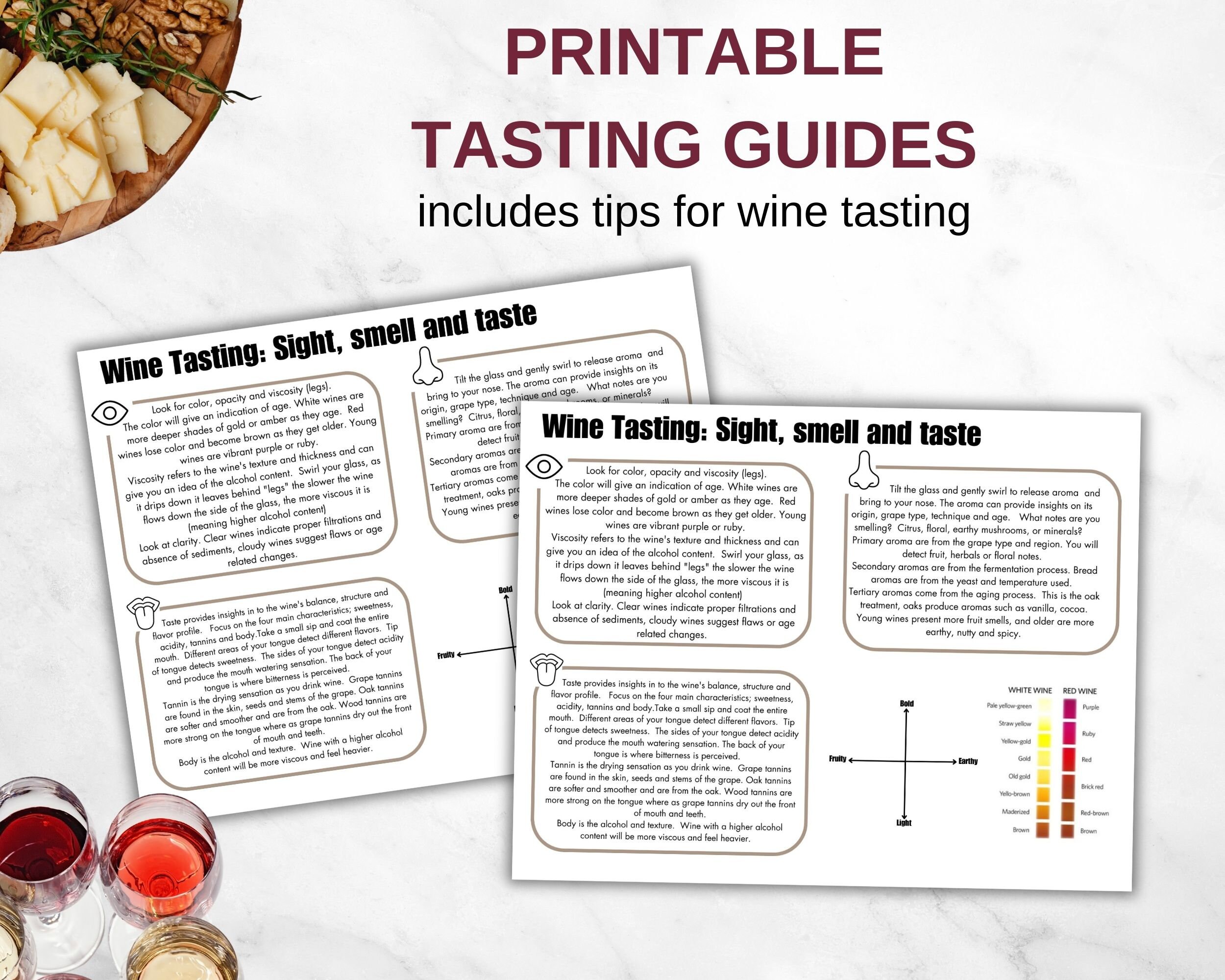 Wine Tasting Printable Guide | INSTANT DOWNLOAD | Wine Tasting Guide| Bachelorette Party | Wine ...
