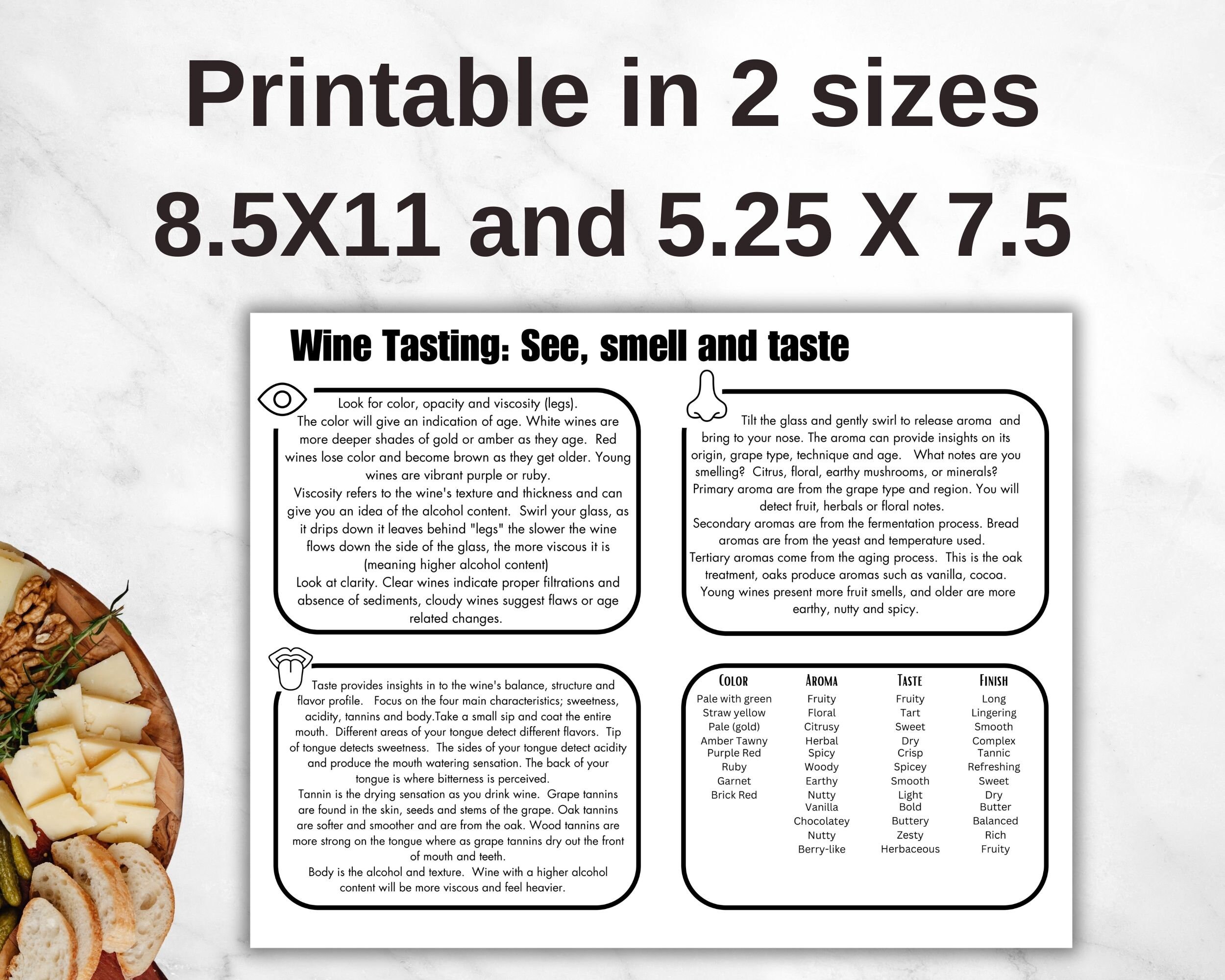 Blind Wine Tasting Guide – Printable Wine Tasting Chart, Instant ...
