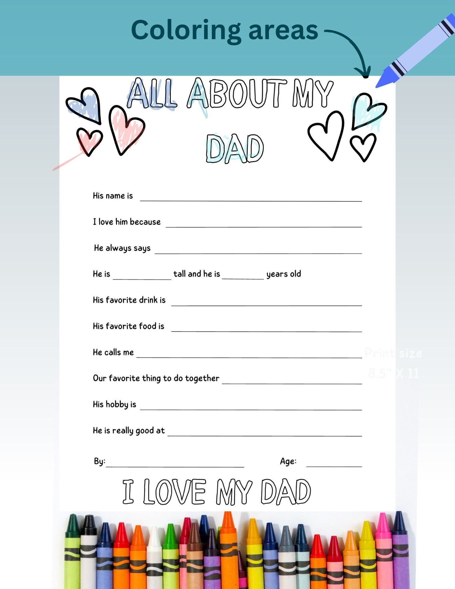 All About Dad Questionnaire, Printable, Father's Day Gift From Kids ...