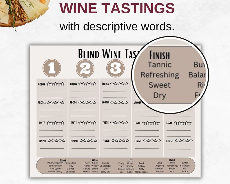 Wine Tasting Printable | INSTANT DOWNLOAD | Wine Tasting Score Card ...