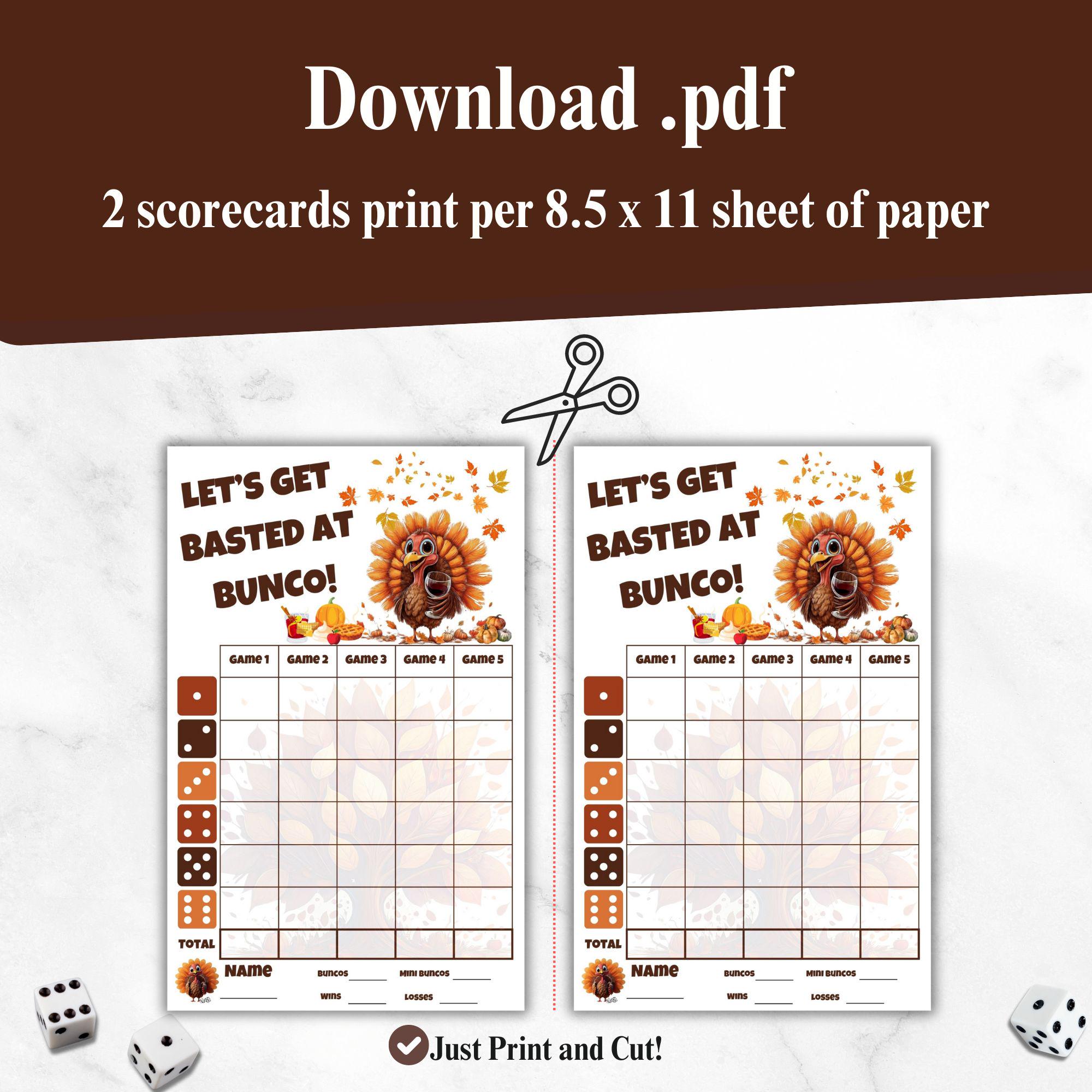 Thanksgiving Bunco Score Sheets | Funny Turkey Bunco | Printable Bunco ...