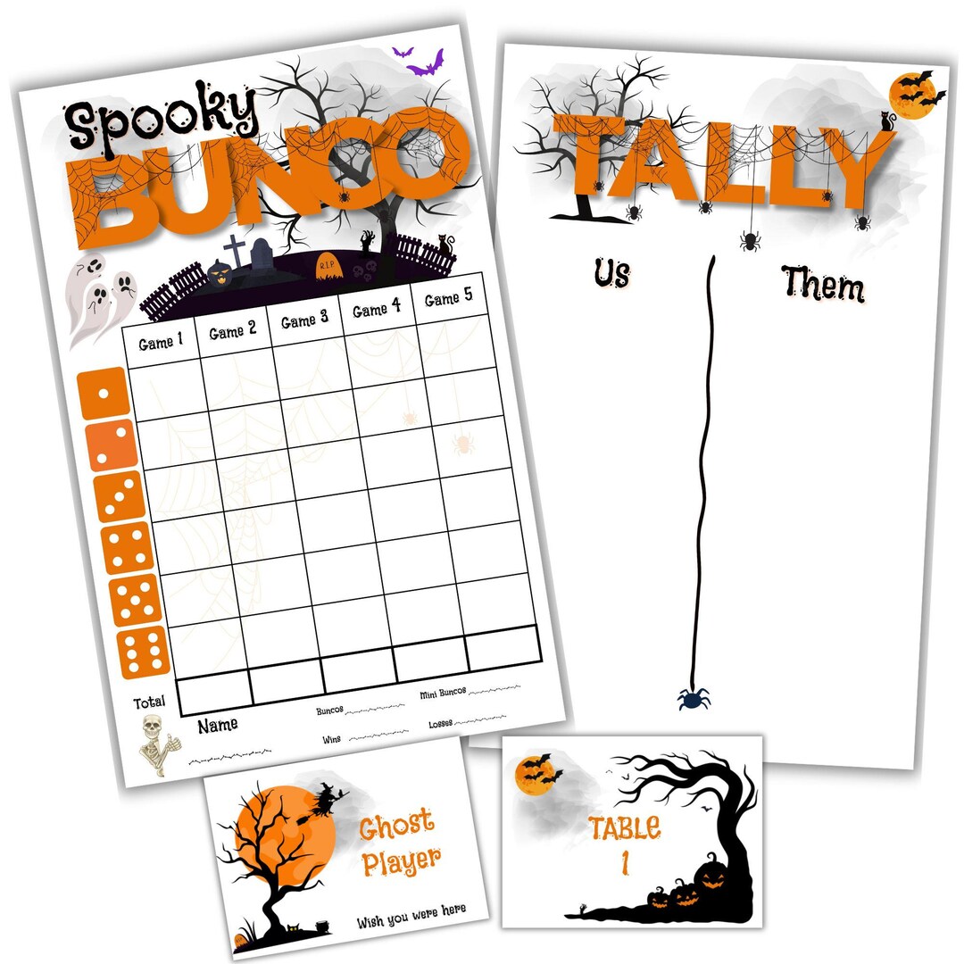 Halloween Bunco Score Cards | Printable | October Bunco | Spooky Bunco ...