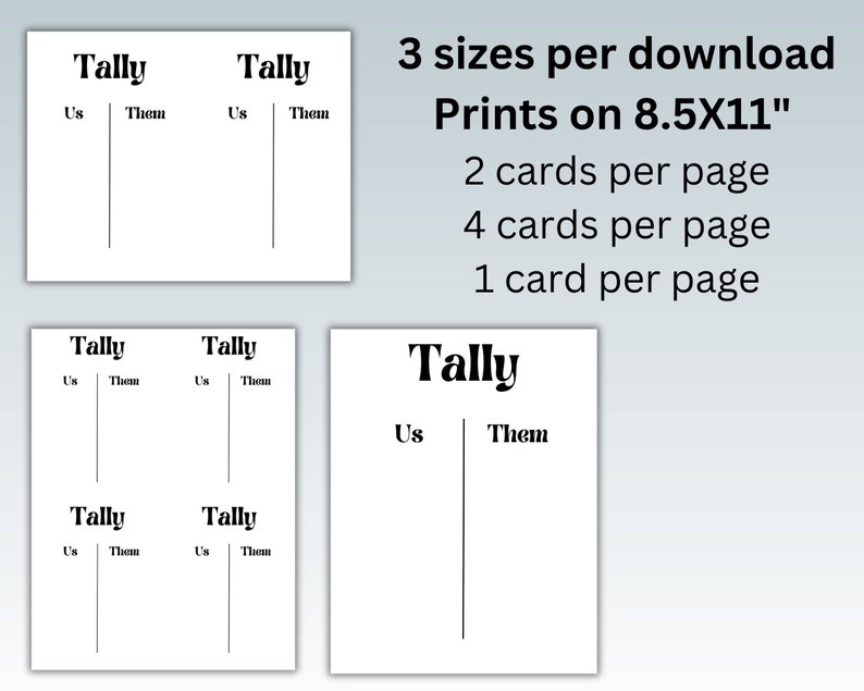 Bunco Score Sheets With Tally | 3 Sizes | INSTANT DOWNLOAD | Bunco ...