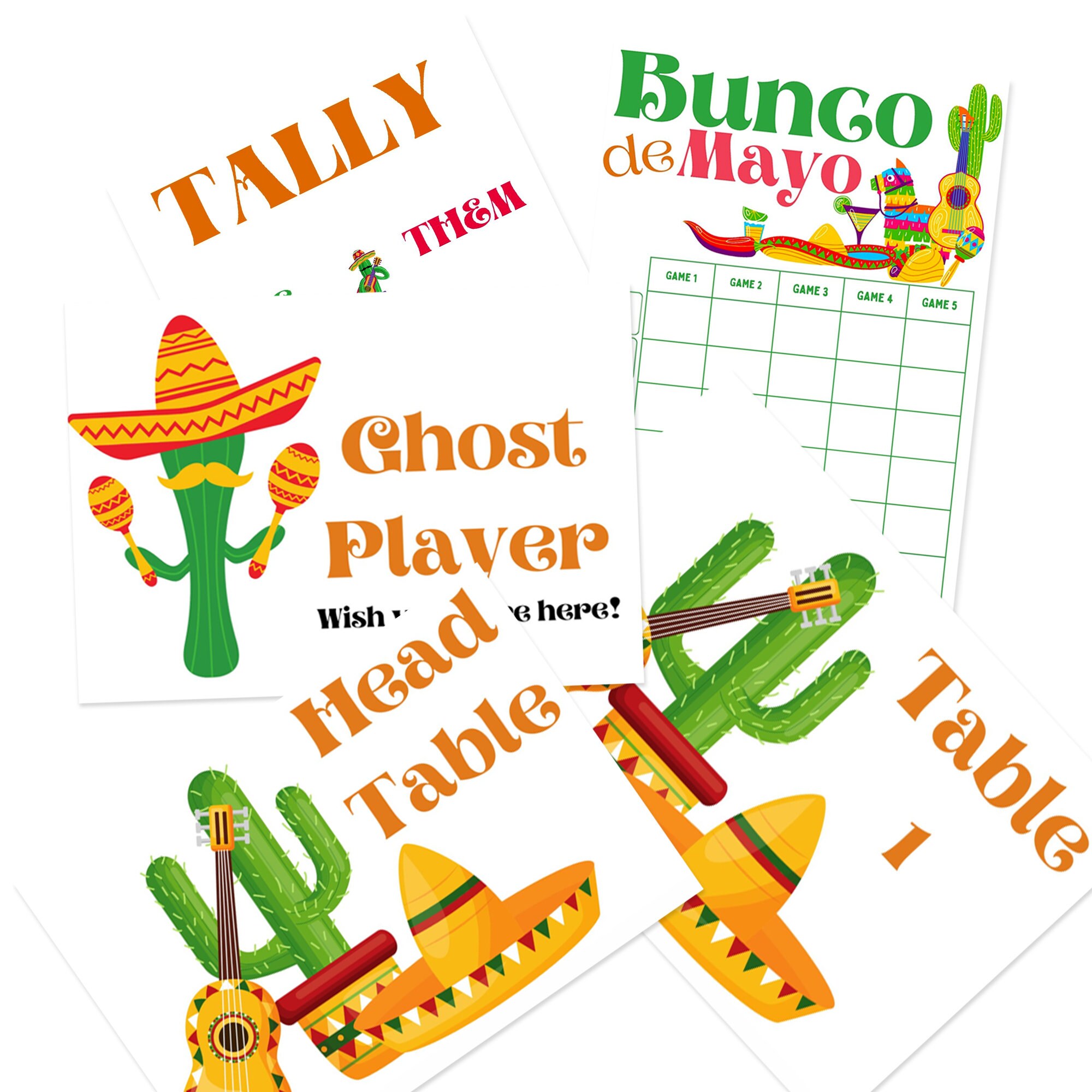 Cinco De Mayo May Bunco Bunco Score Card Bunco Tally Sheets Printed ...