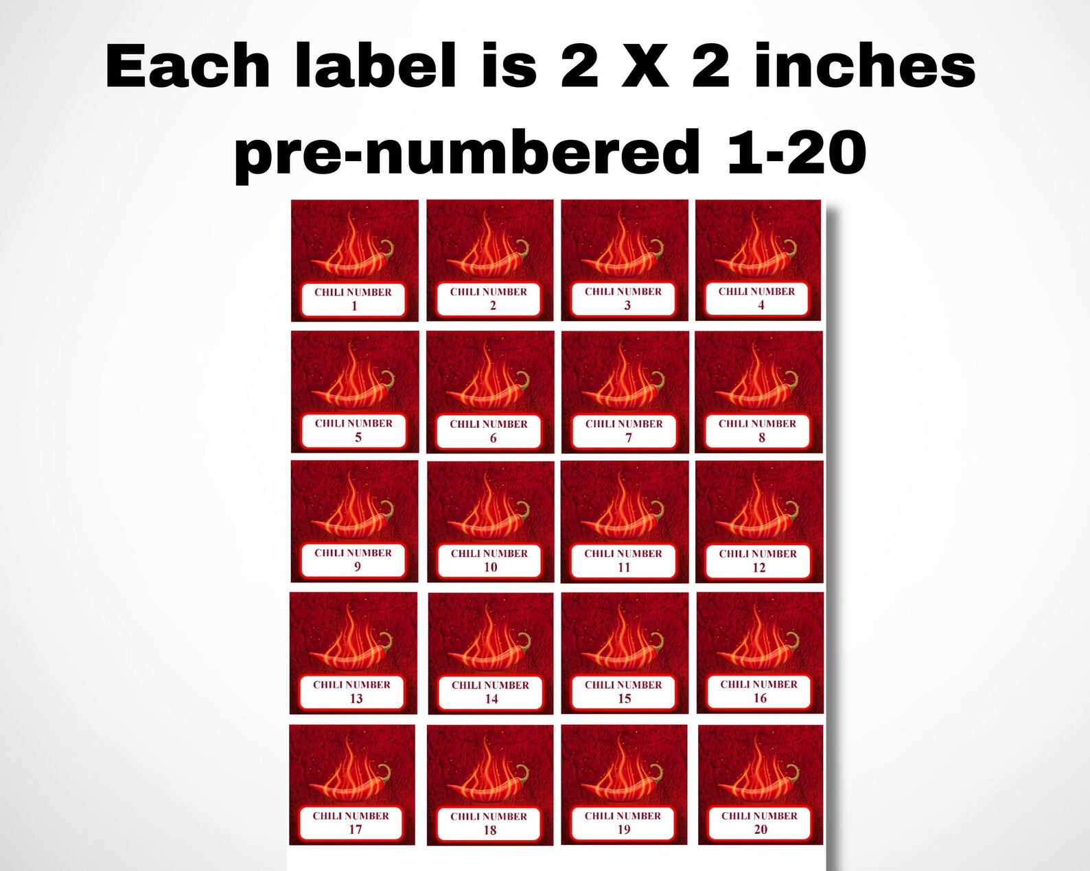 Chili Cook off Pot Numbers | Pot Labels for Cook-off | Backyard Party ...