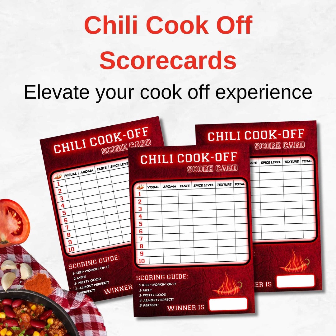 Chili Cook off Scorecard | Chili Competition | Chili Voting Ballot ...