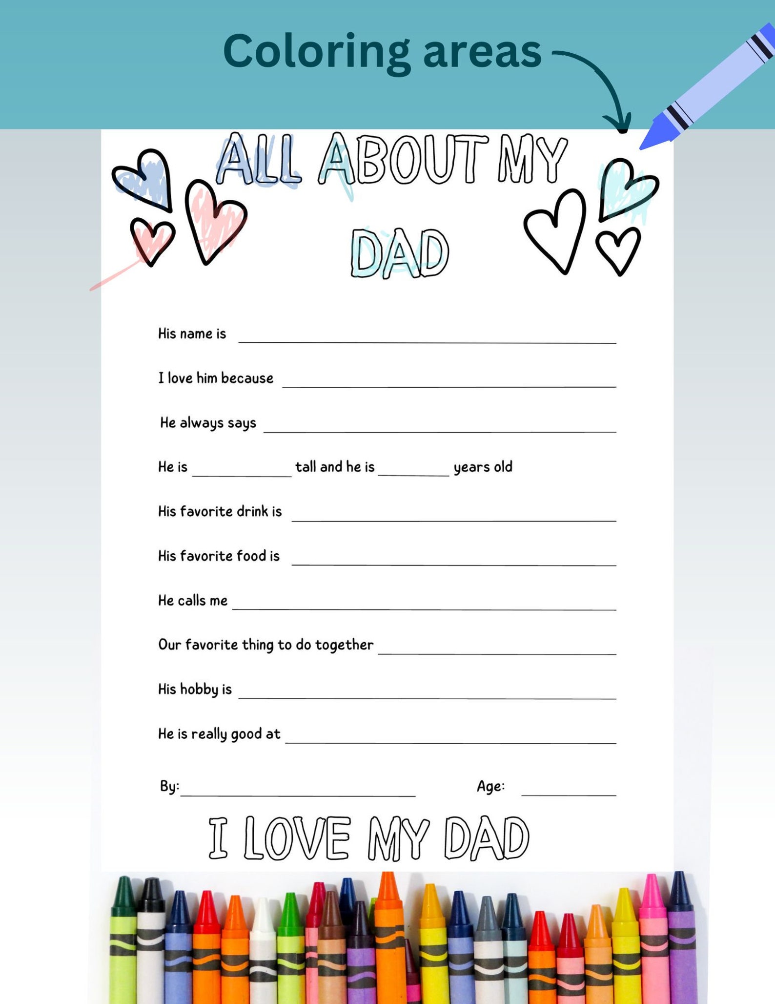 Father's Day Gift, All About Dad Questionnaire, Printable, Dad Birthday ...