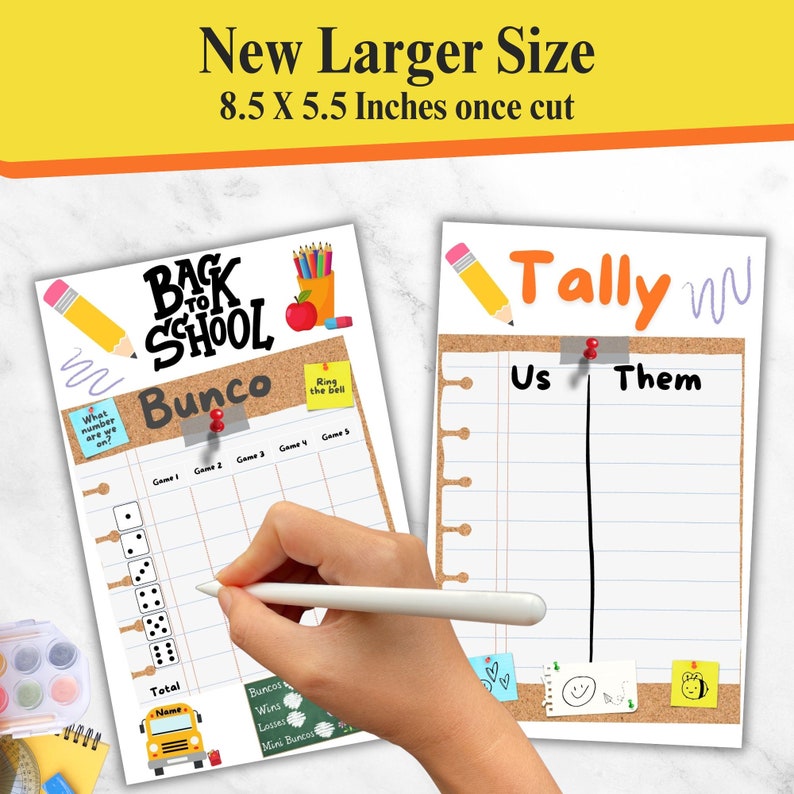 Back to School Bunco Bundle, Bunco Scorecards, Theme Bunco Score Sheet ...