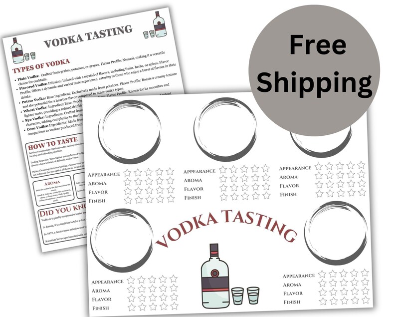 Vodka Tasting Score Card | Vodka Party | Blind Tasting Party | Party ...