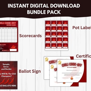 Chili Cook off Competition Scorecard | Chili Challenge | INSTANT ...