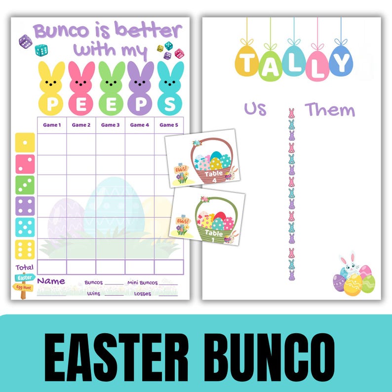 Easter Bunco Score Sheets | INSTANT DOWNLOAD | Bunco Score Card | April ...