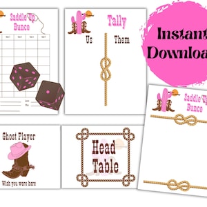Cowgirl Bunco Score Sheet | Printable | Rodeo Bunco | Country Western ...