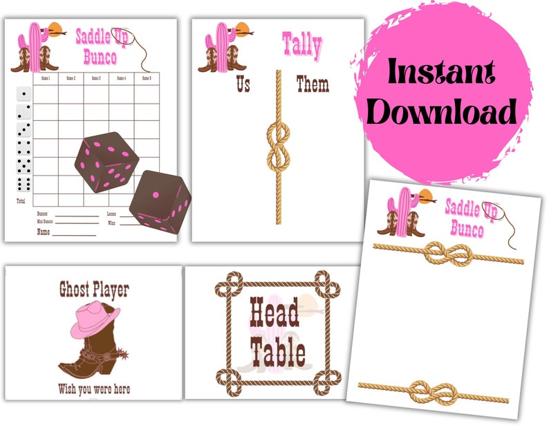Cowgirl Bunco Score Sheet | Printable | Rodeo Bunco | Country Western ...