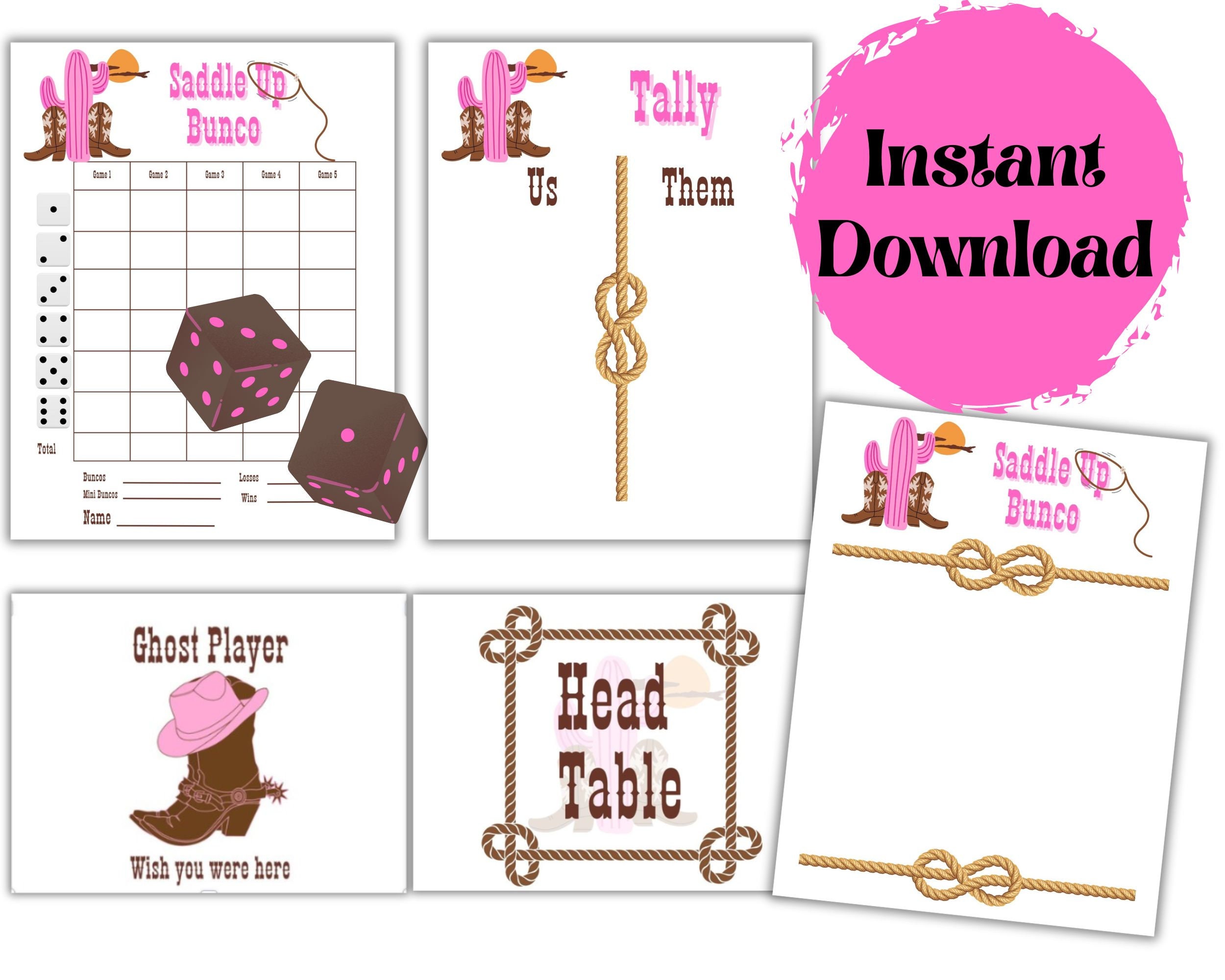 Cowgirl Bunco Score Sheet | Printable | Rodeo Bunco | Country Western ...