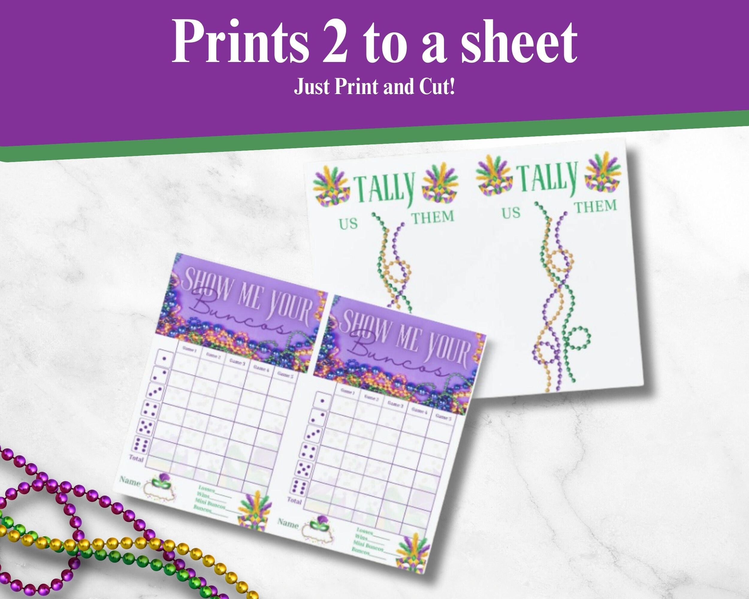 Mardi Gras Bunco Instant Download Bunco Score Card February Bunco ...