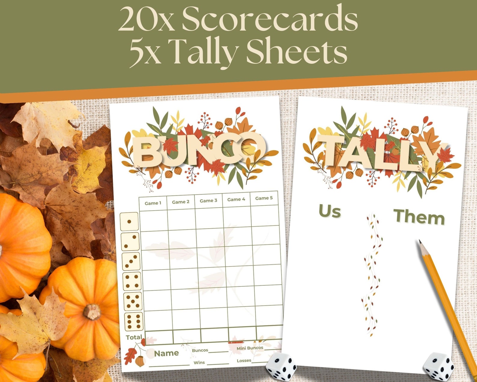 Fall Bunco Bundle | Bunco Score Card | Girls Night Activity | Autumn ...