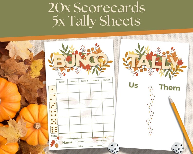 Fall Bunco Bundle | Bunco Score Card | Girls Night Activity | Autumn ...