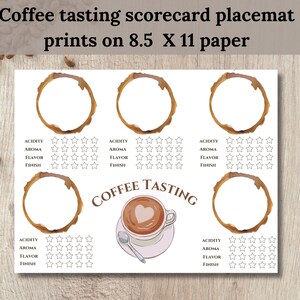 Coffee Tasting Placemat | Record Coffee Drink | Instant Download ...