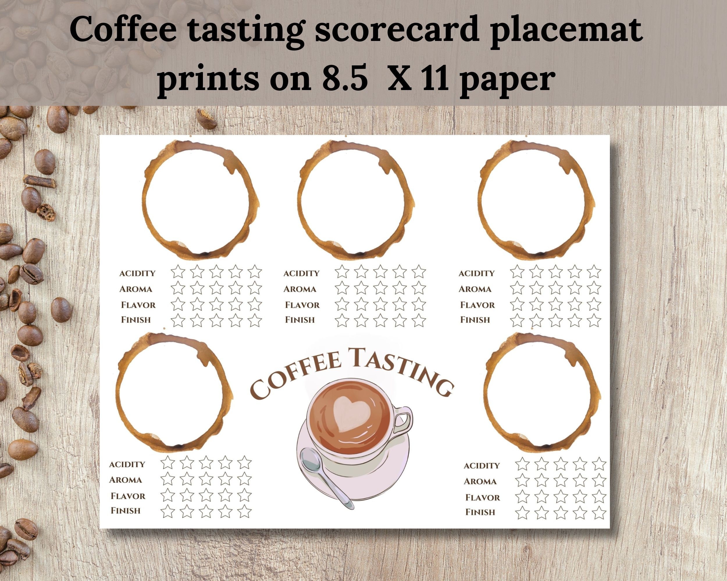 Coffee Tasting Placemat | Record Coffee Drink | Instant Download ...