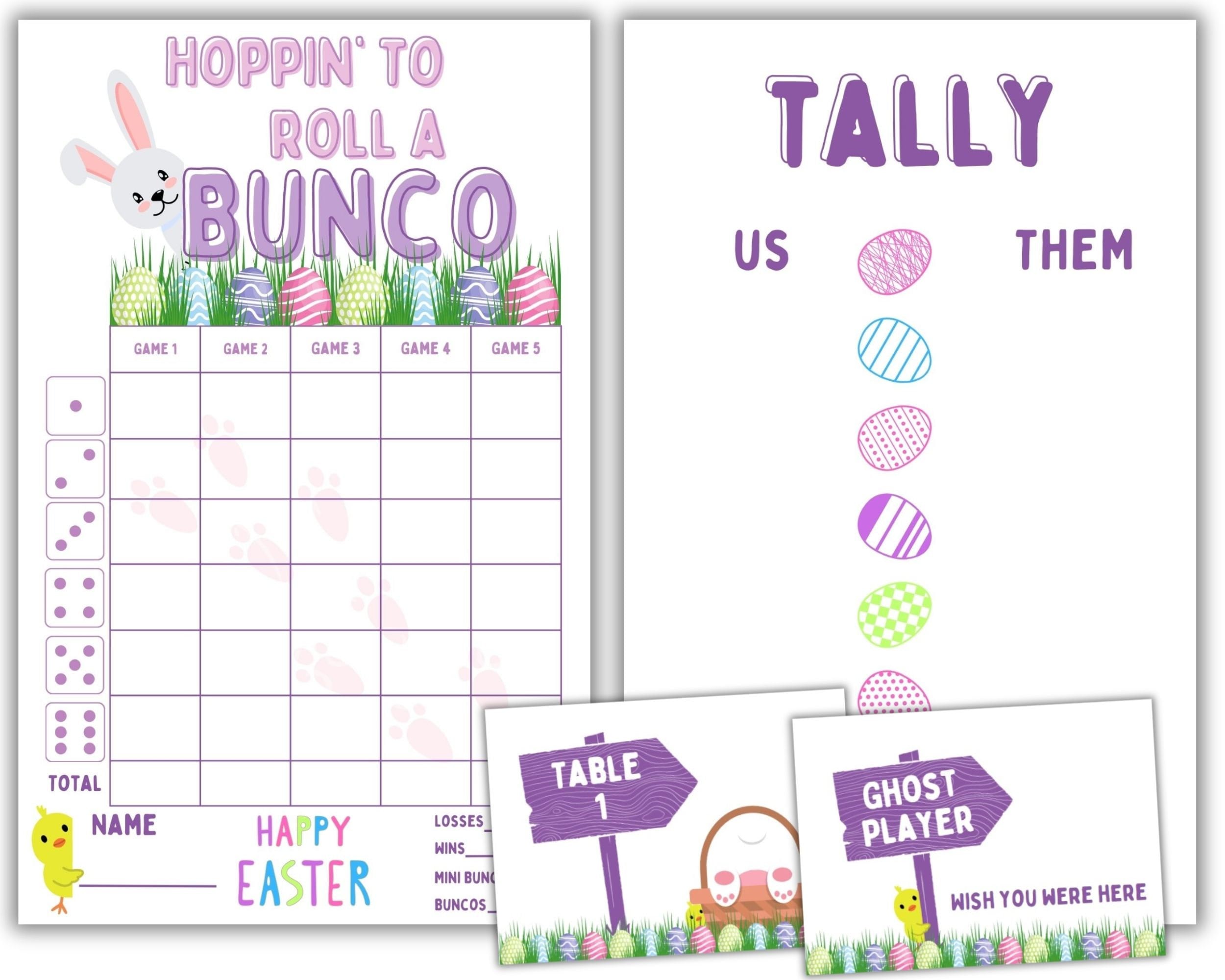 Easter Bunco | INSTANT DOWNLOAD | Bunco Score Card | April Bunco ...