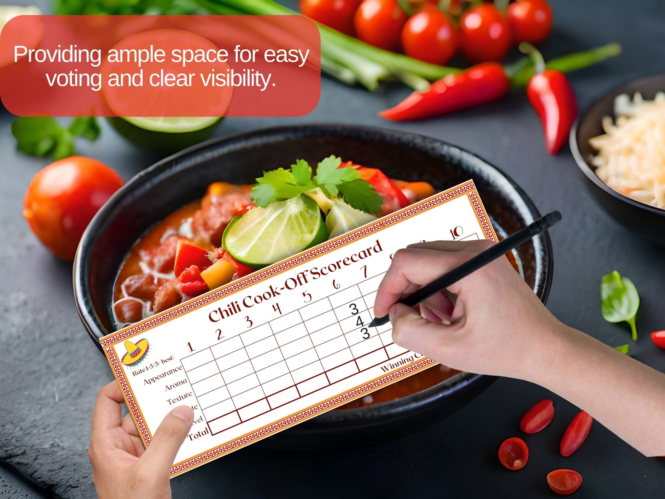 Chili Cook off Scorecard | Instant Download | Chili Competition | Chili ...
