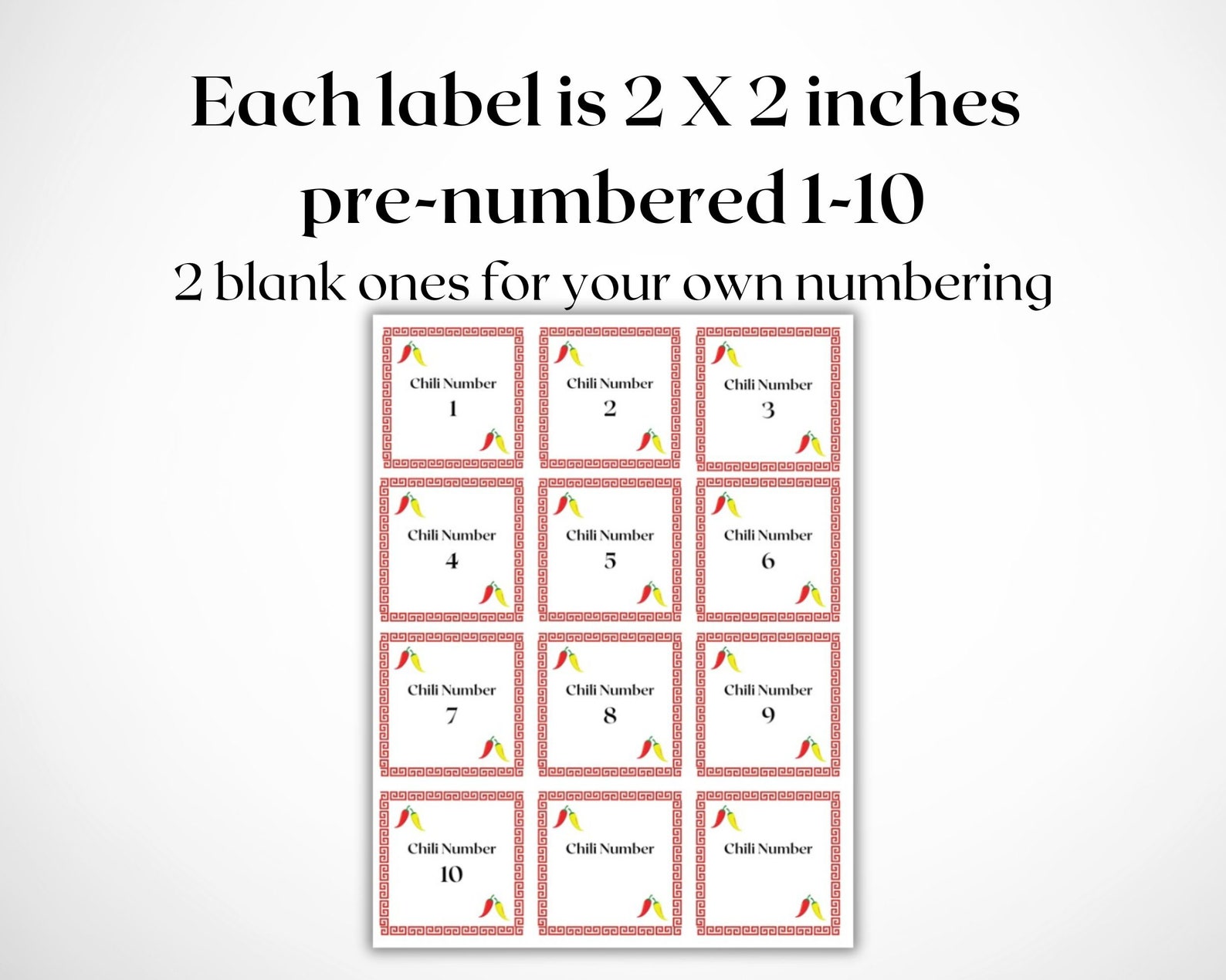 Chili Cook off Pot Numbers Printable – 1–20 Chili Contest Labels ...