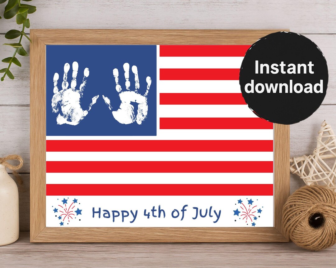 4th of July Baby Footprint Craft – American Flag Handprint Art – Baby’s ...