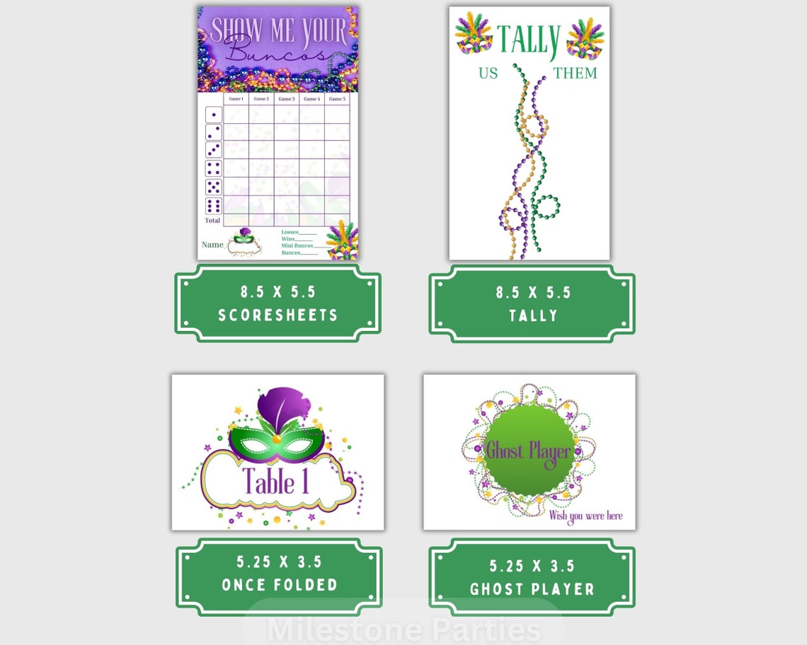 Mardi Gras Bunco Instant Download Bunco Score Card February Bunco ...