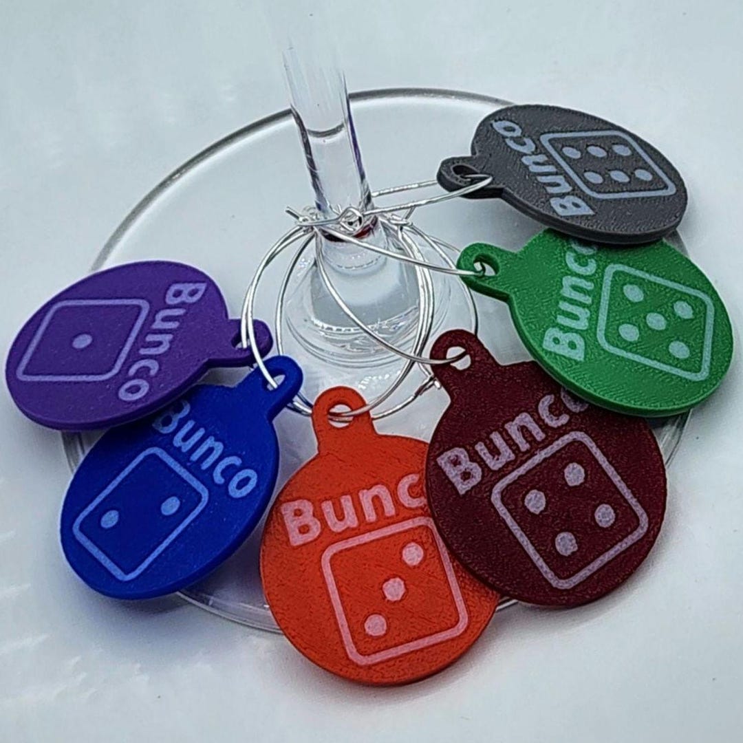 Bunco Accessories Wine Charms – Bunco Wine Dice Glass Markers Set of 6 ...