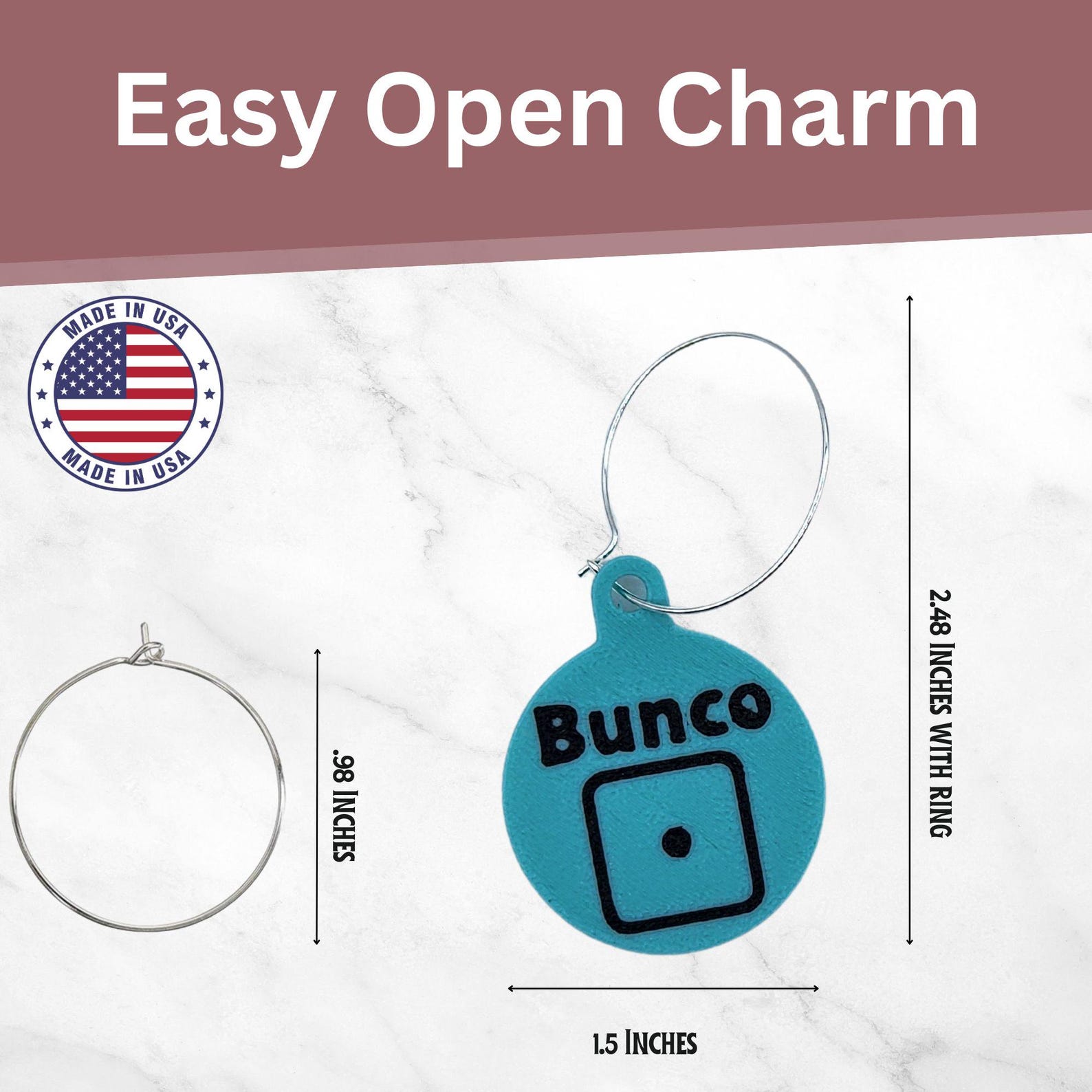 Bunco Drink Tags, Dice Glass Markers, Fun Wine Charms, Set of 6, Game ...