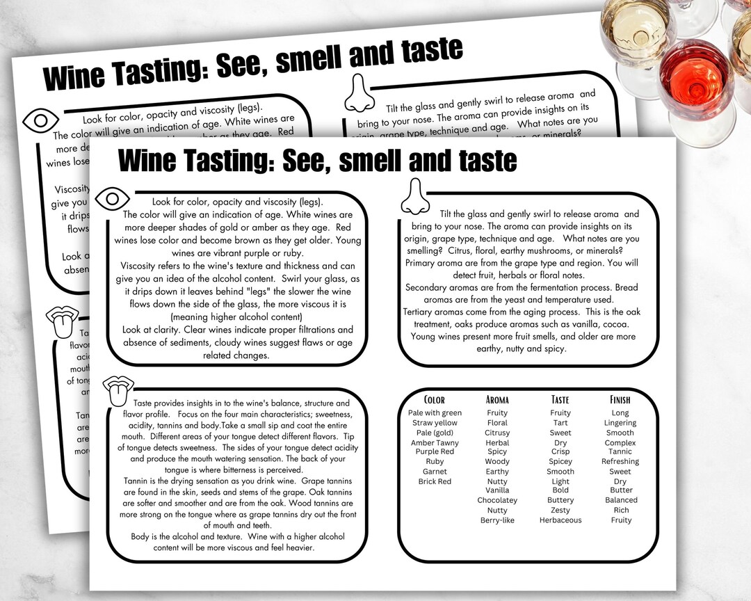 Blind Wine Tasting Guide – Printable Wine Tasting Chart, Instant ...