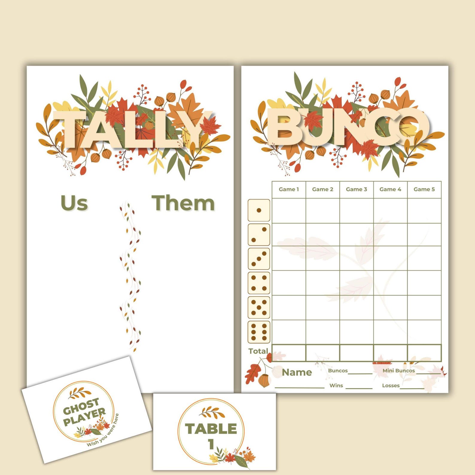 Thanksgiving Bunco Score Sheets | Printable Fall Bunco Score Cards ...