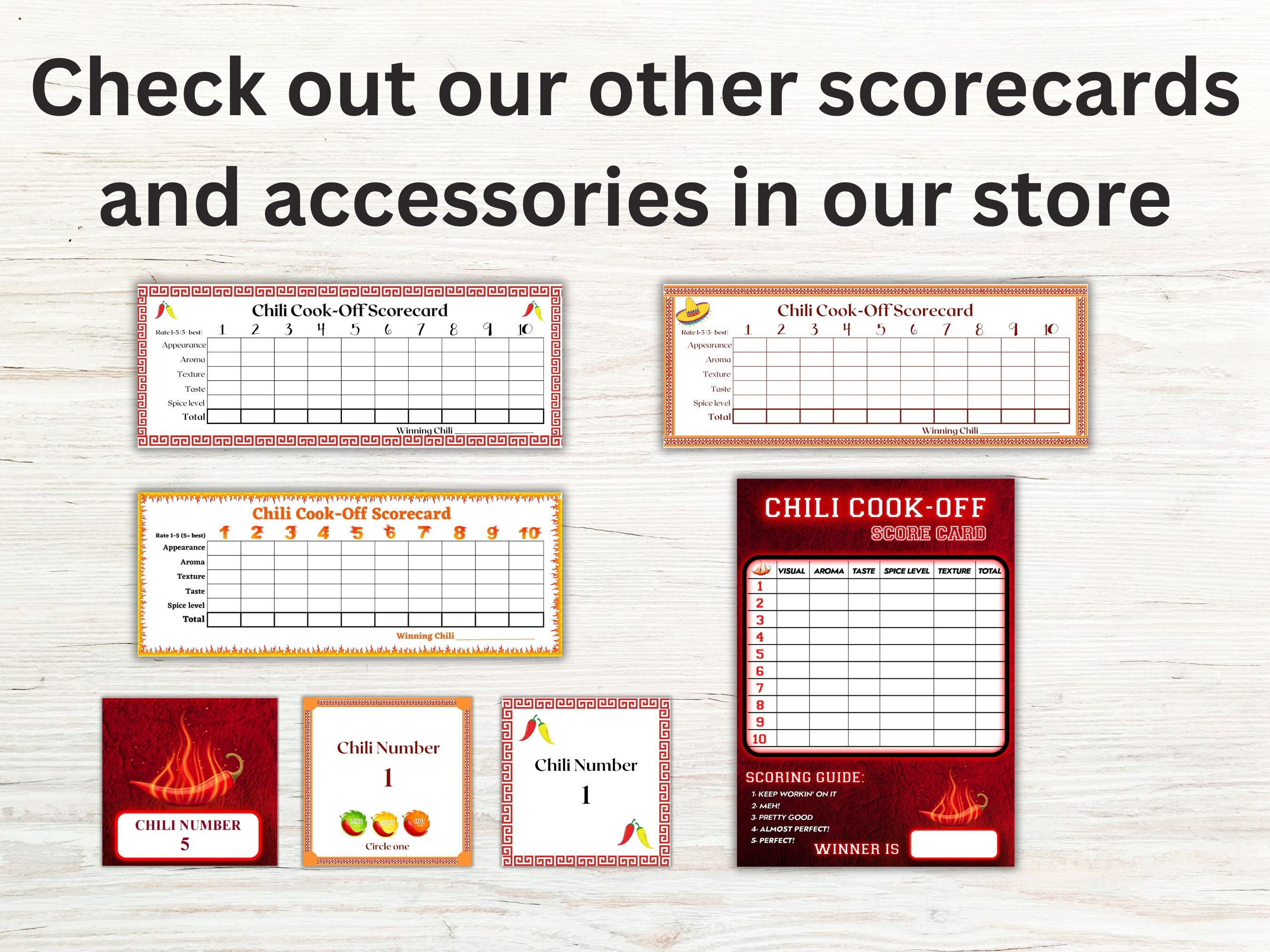 Chili Cook off Scorecard | Printable | Chili Competition | Chili ...